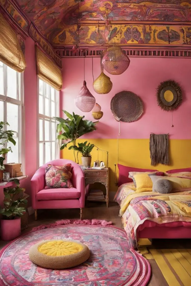 Un intérieur harmonieux grâce au combo jaune et rose